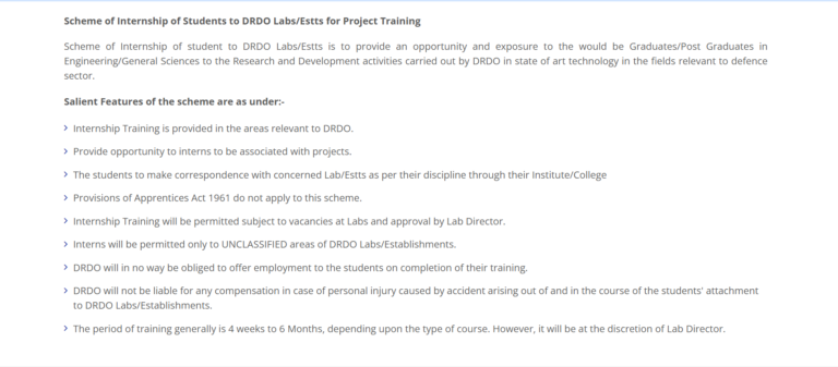 DRDO Internship 2025 | Eligibility & All Other Details