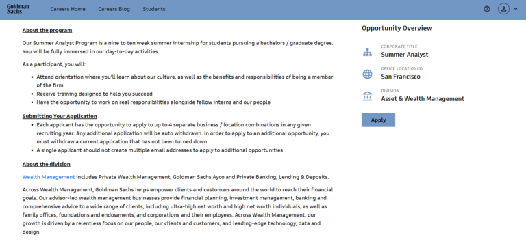 Goldman Sachs Internship 2025 - Internship Schemes